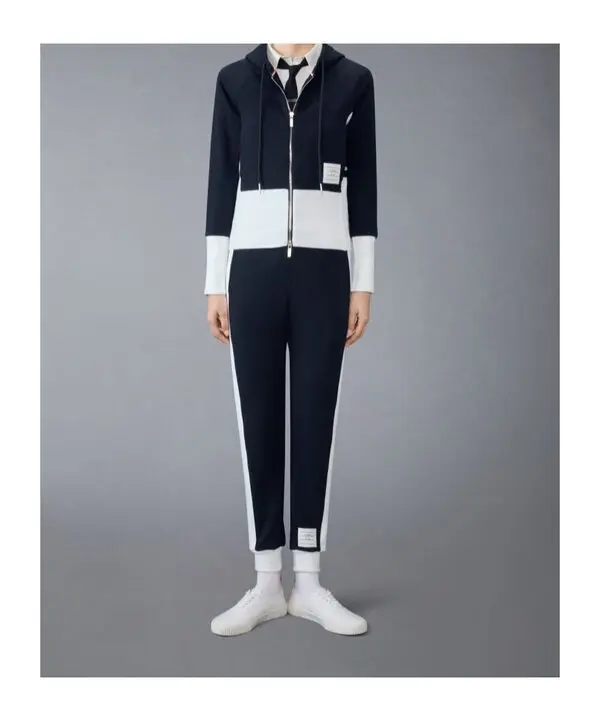Thom Browne 4-bar Stripe Drawstring Track Pants With Silver-toned Ankle Strap - Blue