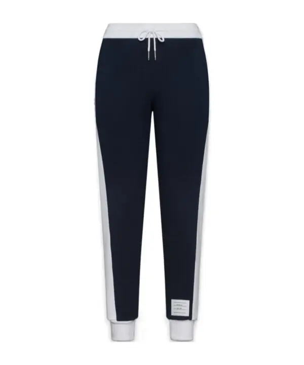 Thom Browne 4-bar Stripe Drawstring Track Pants With Silver-toned Ankle Strap - Blue