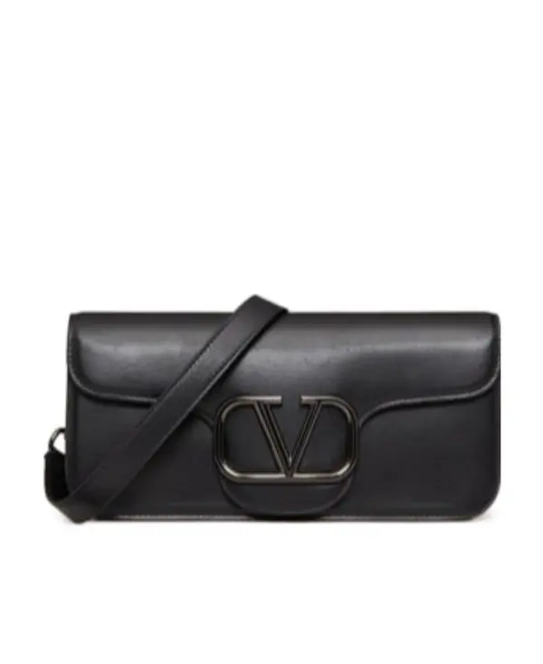 Valentino Garavani Vlogo Plaque Strapped Shoulder Bag - Black