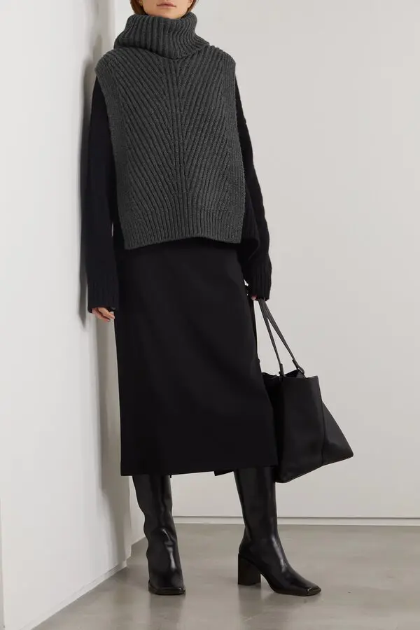 THE ROW Aso Ribbed Cashmere High-neck Tank Vest