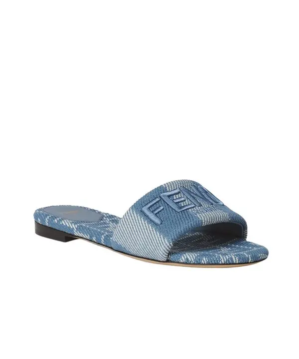 Fendi Sunshine Denim-effect Jacquard Slides