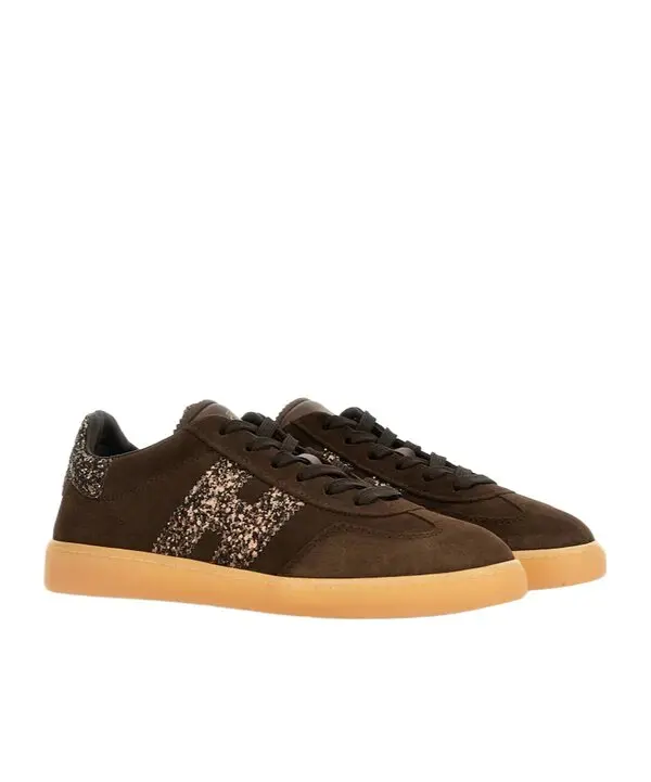 Hogan Suede And Glitter Sneakers - Brown