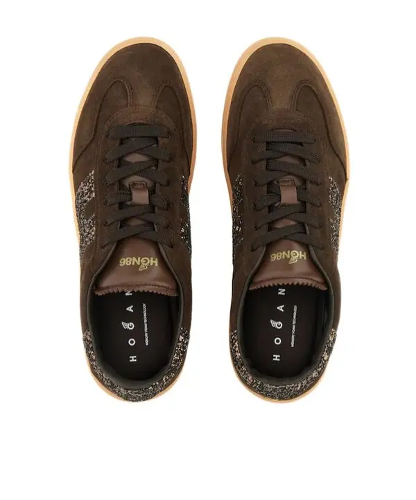 Hogan Suede And Glitter Sneakers - Brown