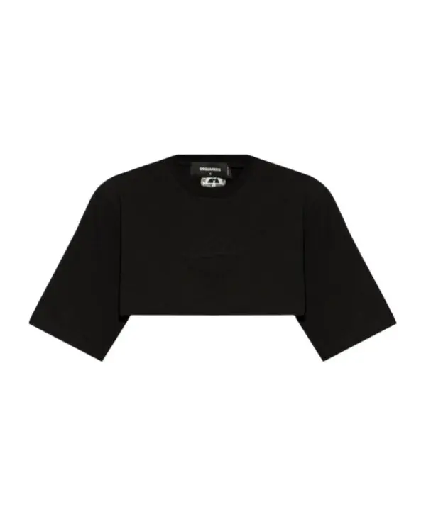 Dsquared2 Logo Embossed Cropped T-shirt - Black