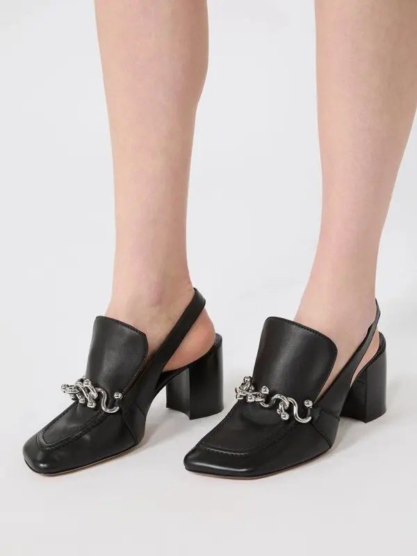 Sportmax Square-toe Heeled Slingback Pumps With Chain Detail