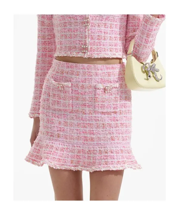 SELF-PORTRAIT Flared Tweed Miniskirt
