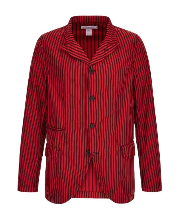 Comme Des Garçons Striped Buttoned Blazer