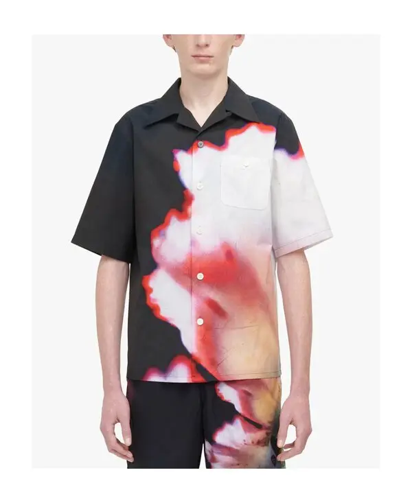 Alexander McQueen Floral Printed Short-sleeved Shirt - Black