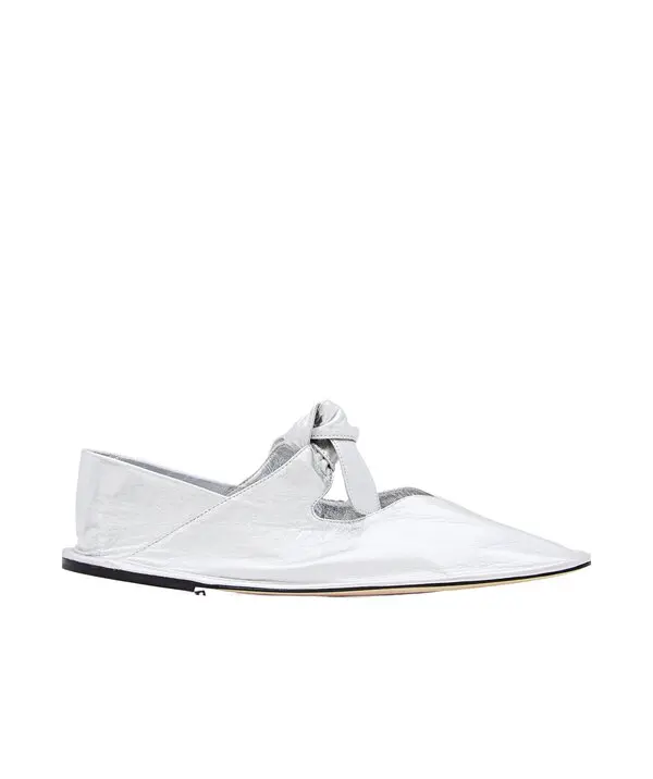 Hereu Metallic Ballerina Flats - Silver