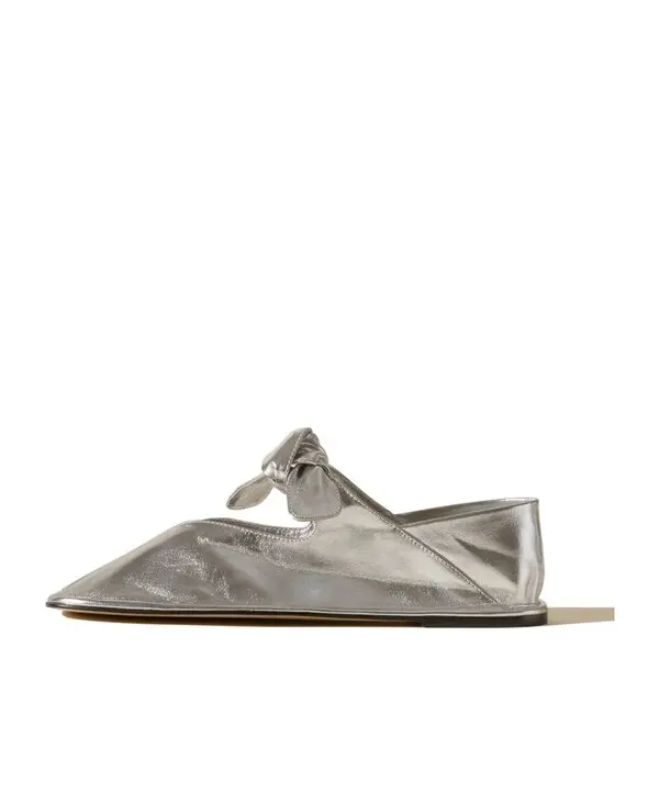 Hereu Metallic Ballerina Flats - Silver