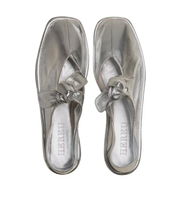Hereu Metallic Ballerina Flats - Silver
