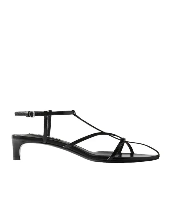JIL SANDER Leather Strappy High-heeled Sandals - Black