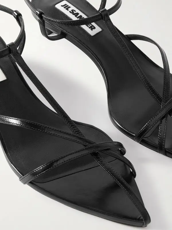 JIL SANDER Leather Strappy High-heeled Sandals - Black
