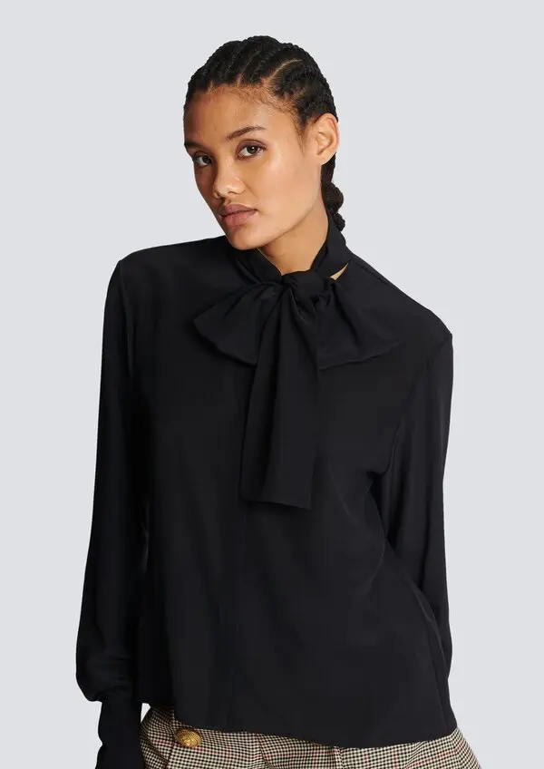 Balmain Crepe Shirt With Bow Detail