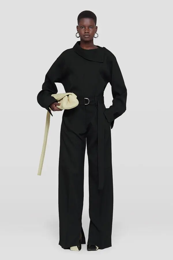 JIL SANDER Belted High-waist Wide-leg Trousers