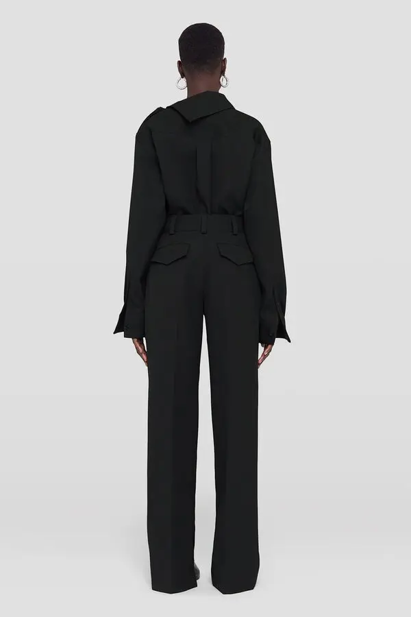 JIL SANDER Belted High-waist Wide-leg Trousers