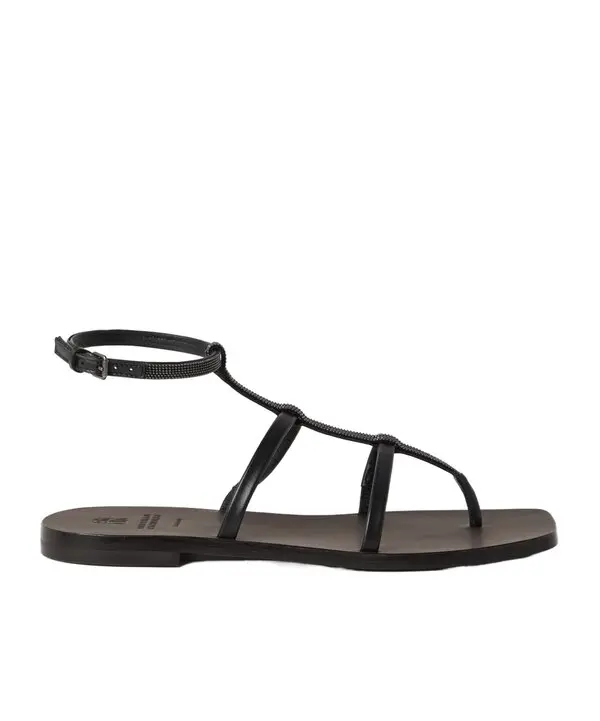 Brunello Cucinelli Embellished Strappy Sandals - Black