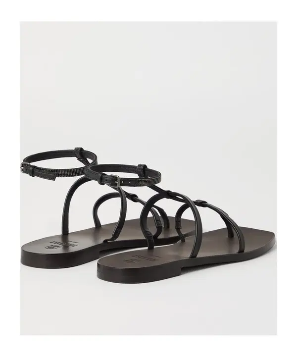 Brunello Cucinelli Embellished Strappy Sandals - Black