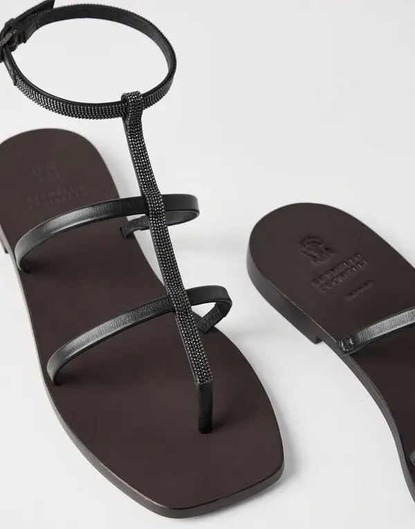 Brunello Cucinelli Embellished Strappy Sandals - Black