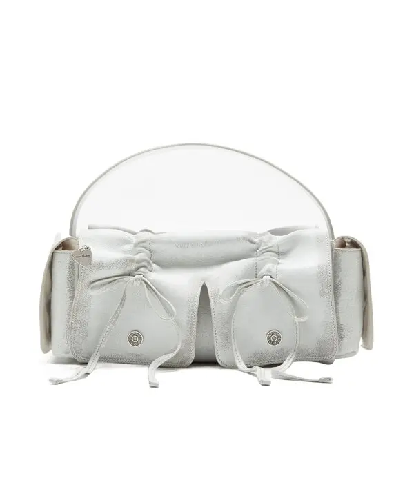 Acne Studios Brushed Leather Pocket Top Handle Bag - White/grey