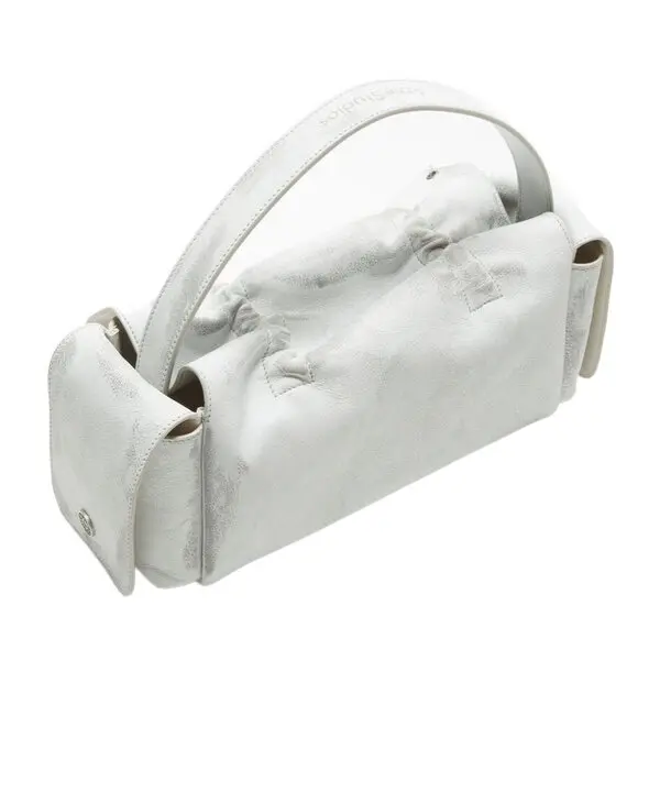 Acne Studios Brushed Leather Pocket Top Handle Bag - White/grey