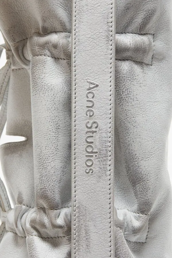 Acne Studios Brushed Leather Pocket Top Handle Bag - White/grey