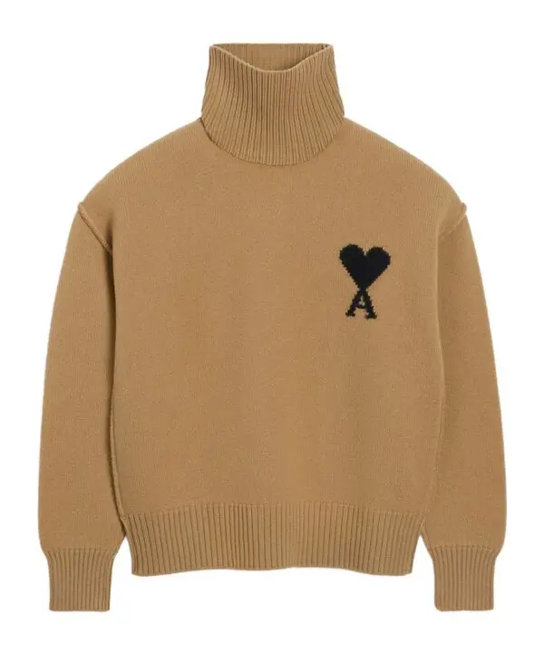 Ami De Coeur Turtleneck Jumper - Brown