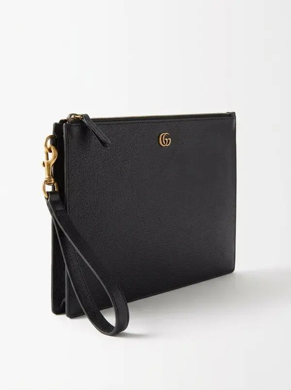 Gucci Gg Marmont Leather Pouch - Black