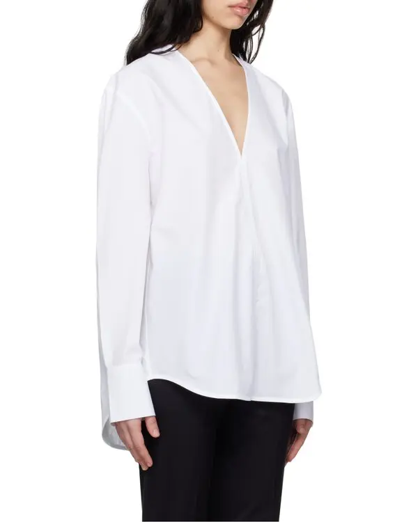 TOTEME V-neck Blouse With Box Pleats And Drop Shoulders - White