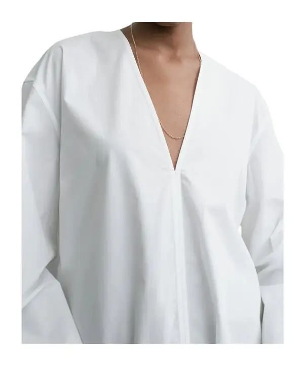 TOTEME V-neck Blouse With Box Pleats And Drop Shoulders - White