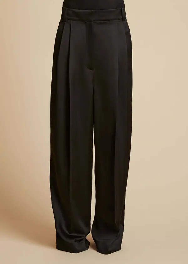 Khaite Belted Wide-leg Pleated Pants - Black