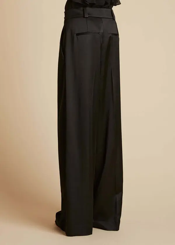 Khaite Belted Wide-leg Pleated Pants - Black