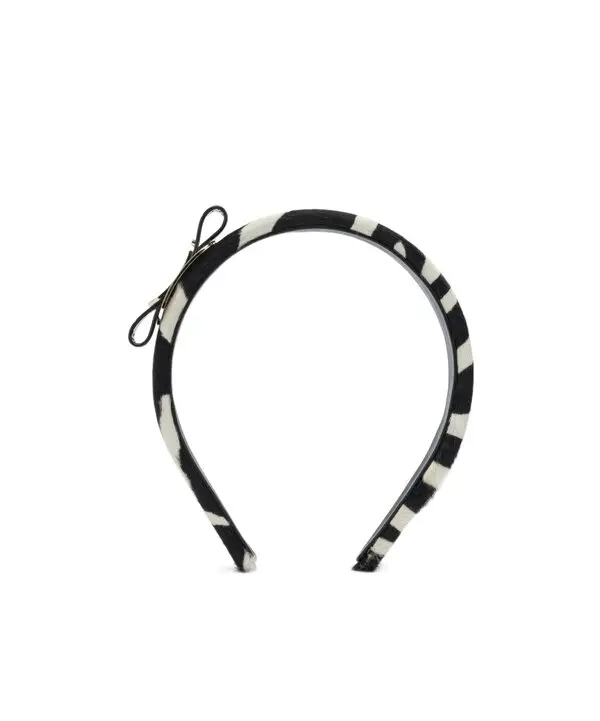FERRAGAMO Zebra-print Headband With Vara Bow - Black