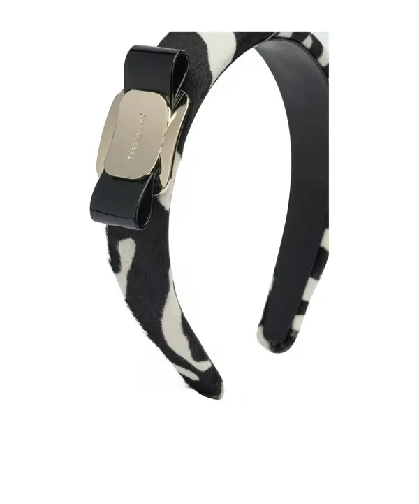 FERRAGAMO Zebra-print Headband With Vara Bow - Black