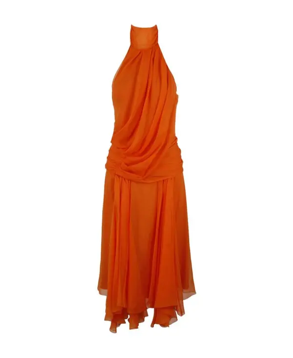 Alberta Ferretti Logo Dress With High Neck And Back Zipper