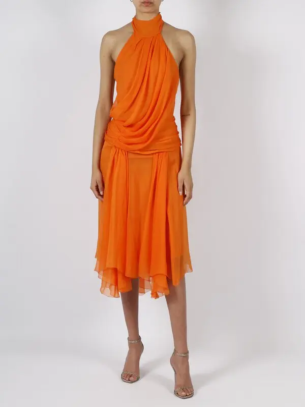 Alberta Ferretti Logo Dress With High Neck And Back Zipper