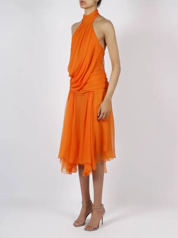Alberta Ferretti Logo Dress With High Neck And Back Zipper
