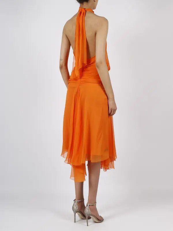 Alberta Ferretti Logo Dress With High Neck And Back Zipper