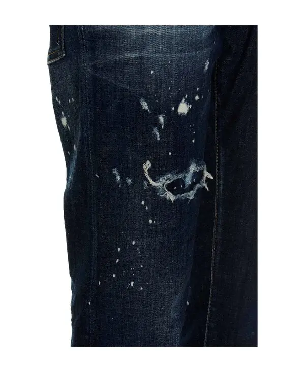 Dsquared2 Distressed Skinny Jeans With Pierced Detail - Black