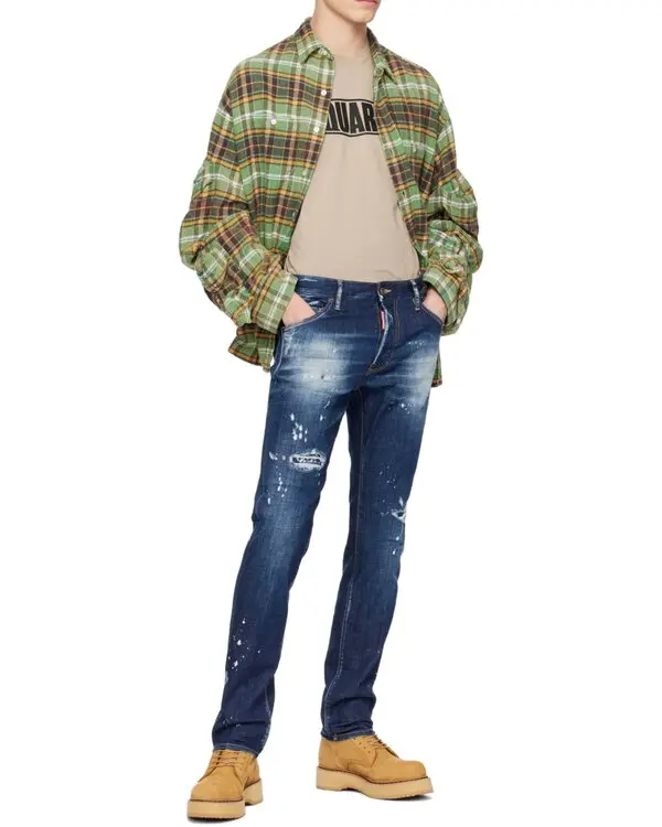 Dsquared2 Distressed Skinny Jeans With Pierced Detail - Black