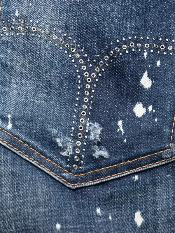 Dsquared2 Distressed Skinny Jeans With Pierced Detail - Black