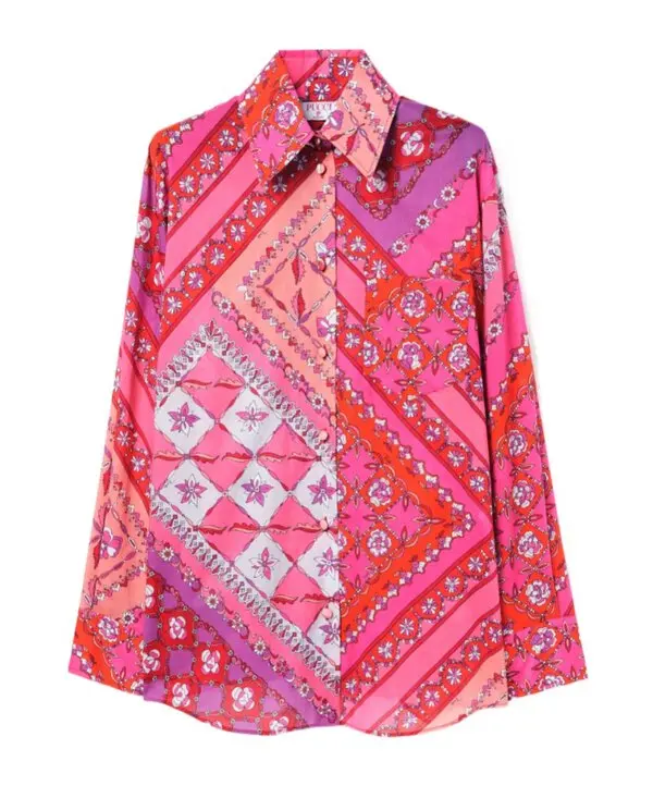 Emilio Pucci Floral Patchwork Cotton Shirt - Pink
