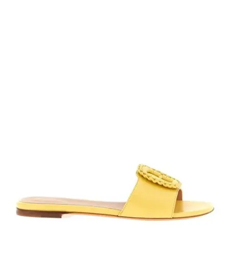Santoni Corolla Slip-on Sandals With Woven Detail - Yellow