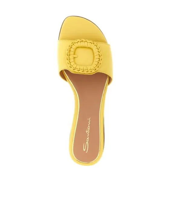 Santoni Corolla Slip-on Sandals With Woven Detail - Yellow