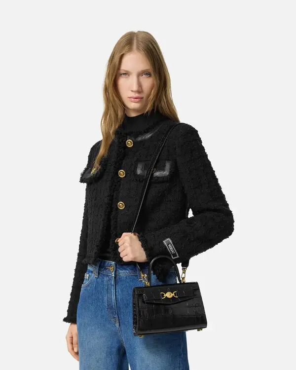 Versace Medusa 95 Embossed Small Handbag - Black