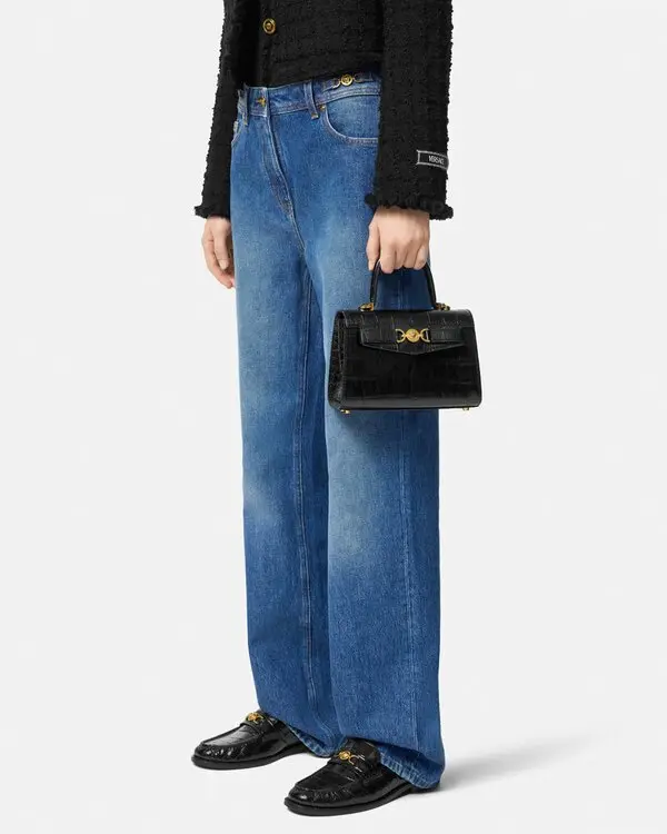 Versace Medusa 95 Embossed Small Handbag - Black