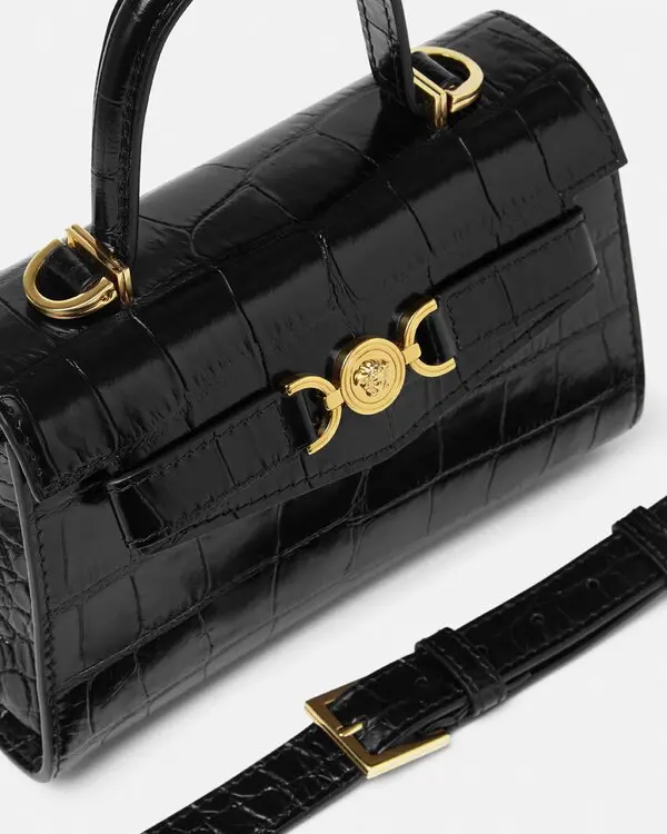Versace Medusa 95 Embossed Small Handbag - Black