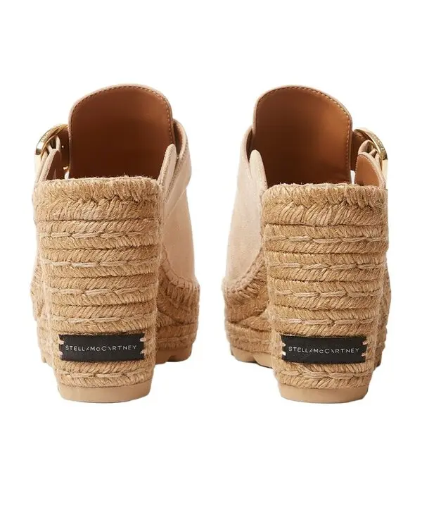Stella McCartney Gaia Clogs With Jute Wedge And Serrated Sole - Nude