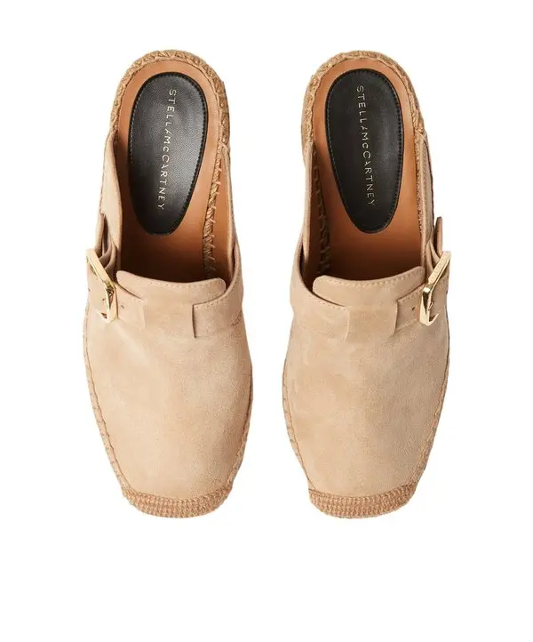 Stella McCartney Gaia Clogs With Jute Wedge And Serrated Sole - Nude