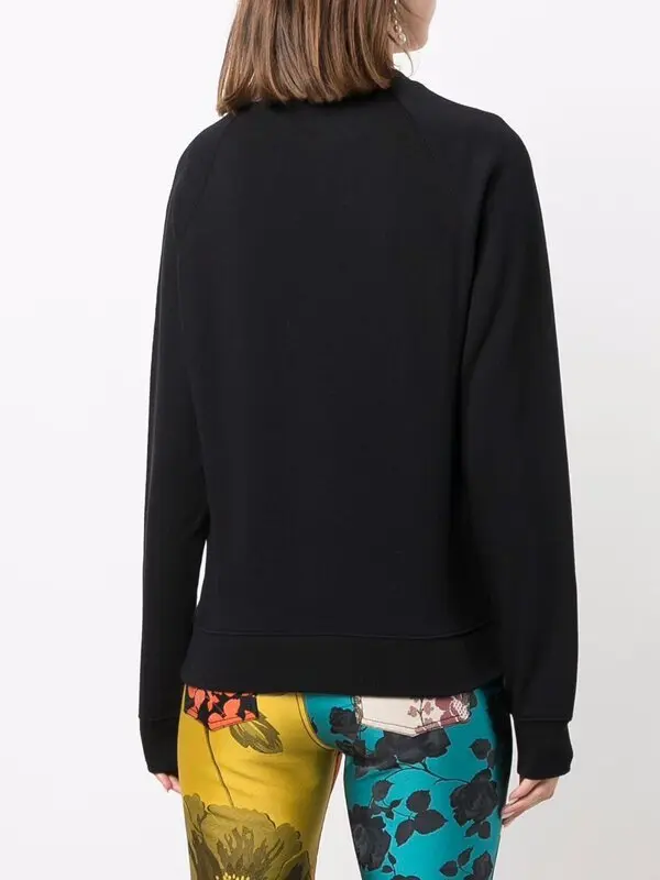 MSGM Logo Printed Ribbed Sweatshirt - Black